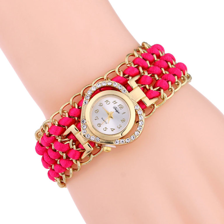 Ceas elegant roz inimioara Duoya | Accessories For You | Afy.ro