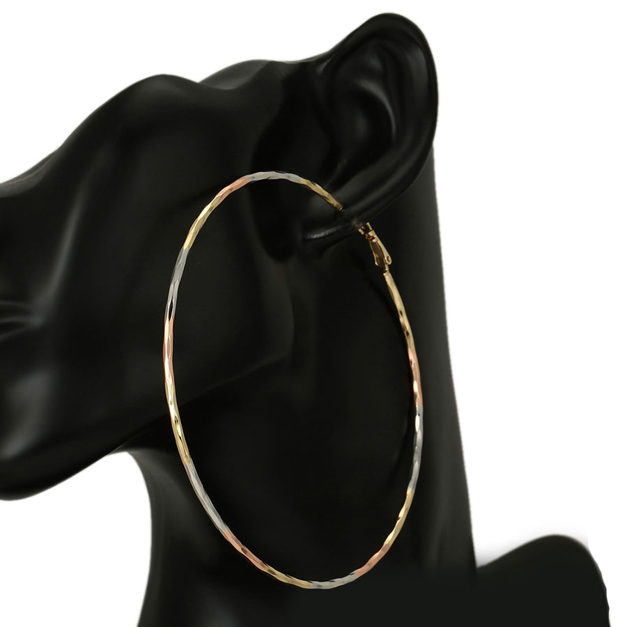 Cercei cercuri placati aur multicolor – Accessories For You