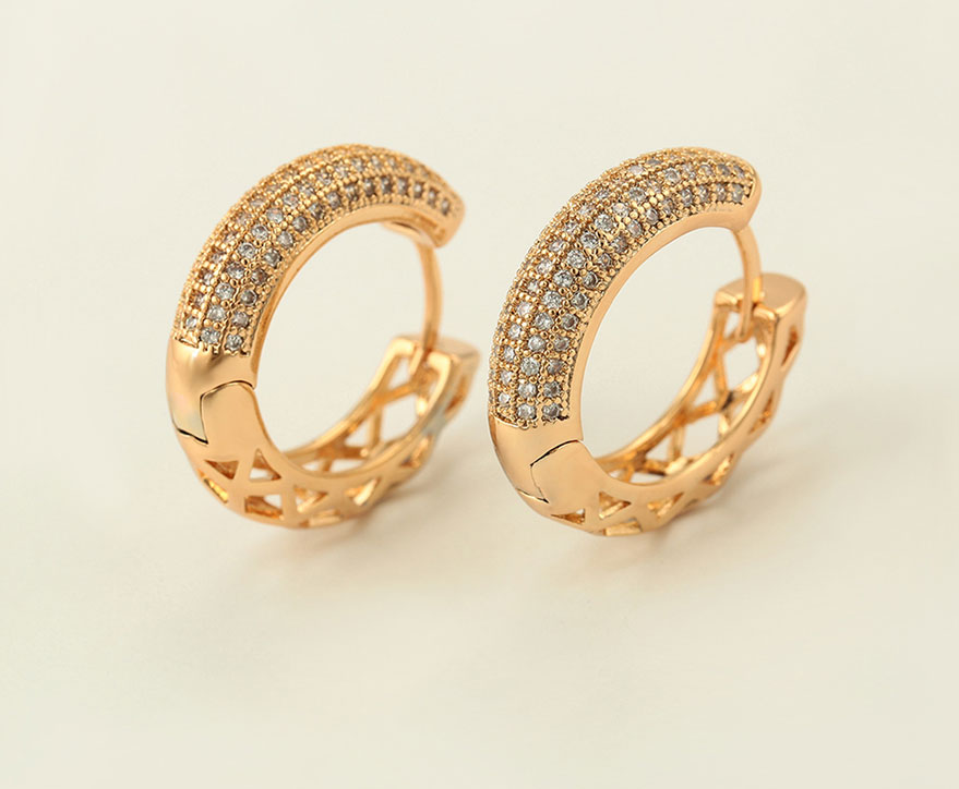 Cercei eleganti rotunzi placati aur – Accessories For You