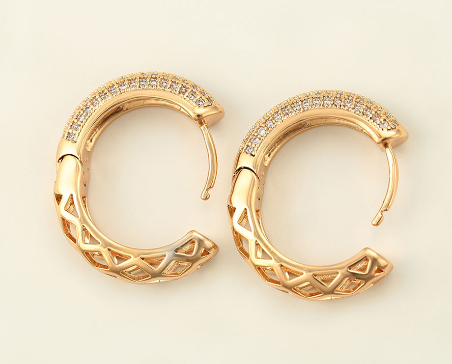 Cercei eleganti rotunzi placati aur – Accessories For You