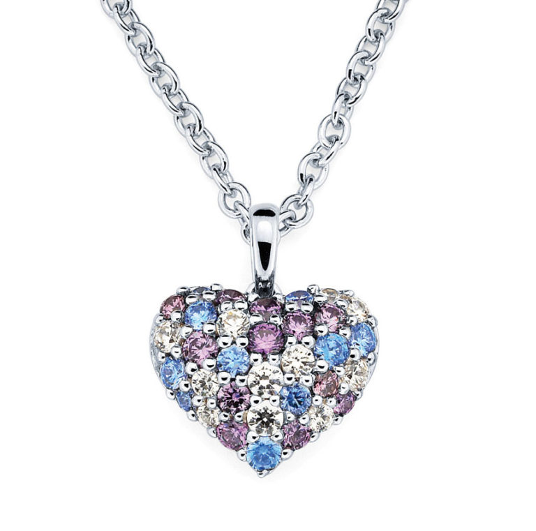 Colier argint 925 inima de cristal multicolora | Accessories For You ...