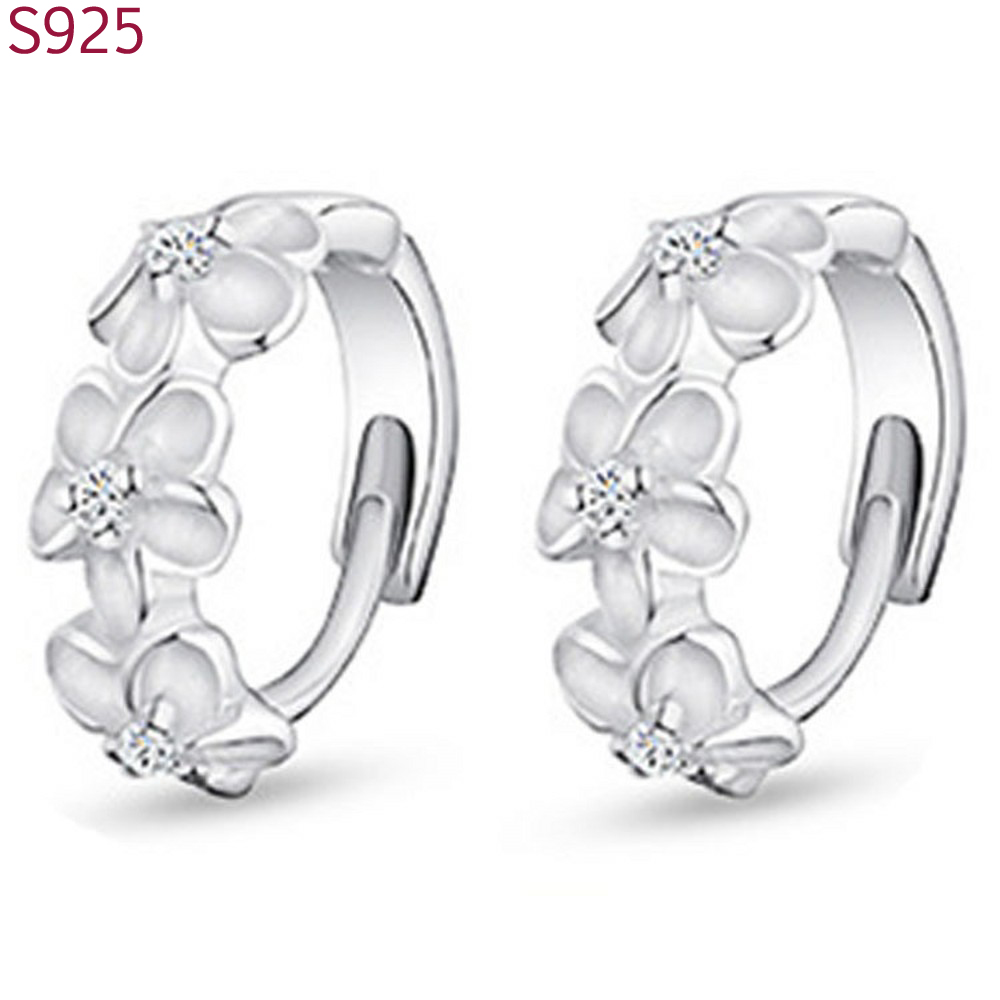 Cercei mici argint 925 cu floricele si zirconiu – Haine si Accesorii dama