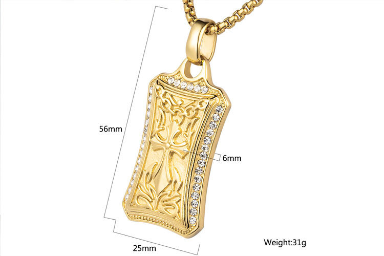 Lant placat aur pandantiv cruce gotica – Accessories For You