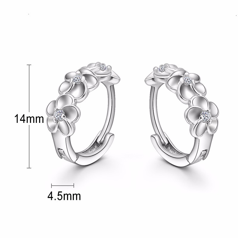 Cercei mici argint 925 cu floricele si zirconiu - Accessories For You