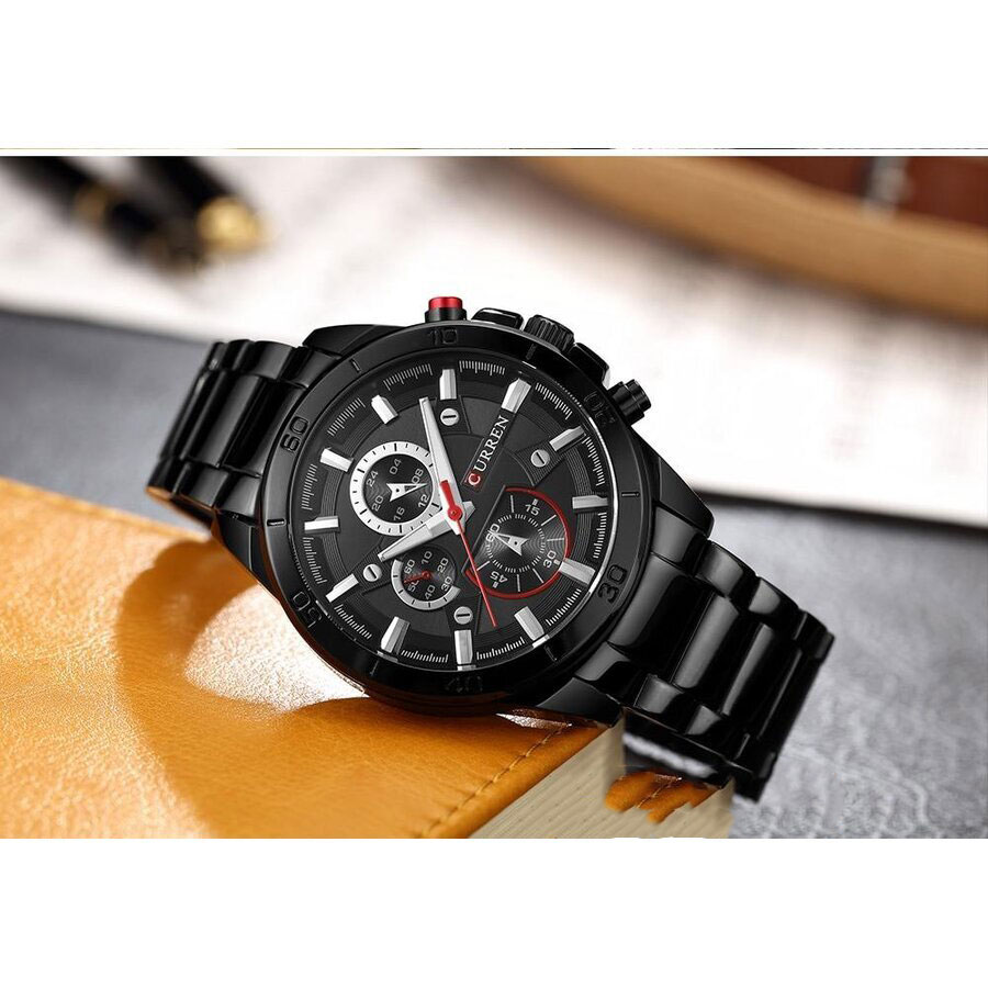 Ceas barbati metalic cadran negru Curren - Accessories For You