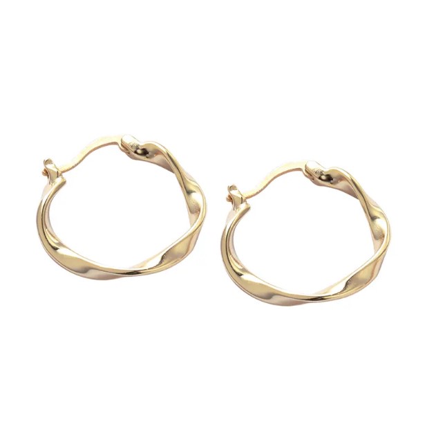 Cercei rasuciti argint 925 placati aur | Accessories For You | Afy.ro