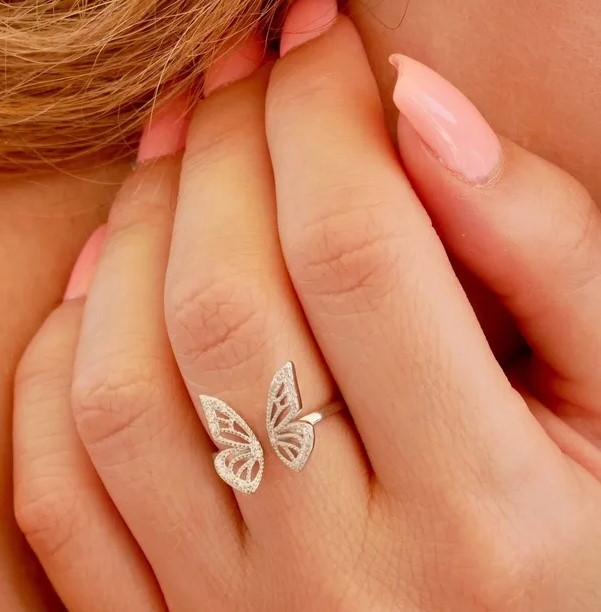 Inel argint 925 placat aur fluturas | Accessories For You | Afy.ro