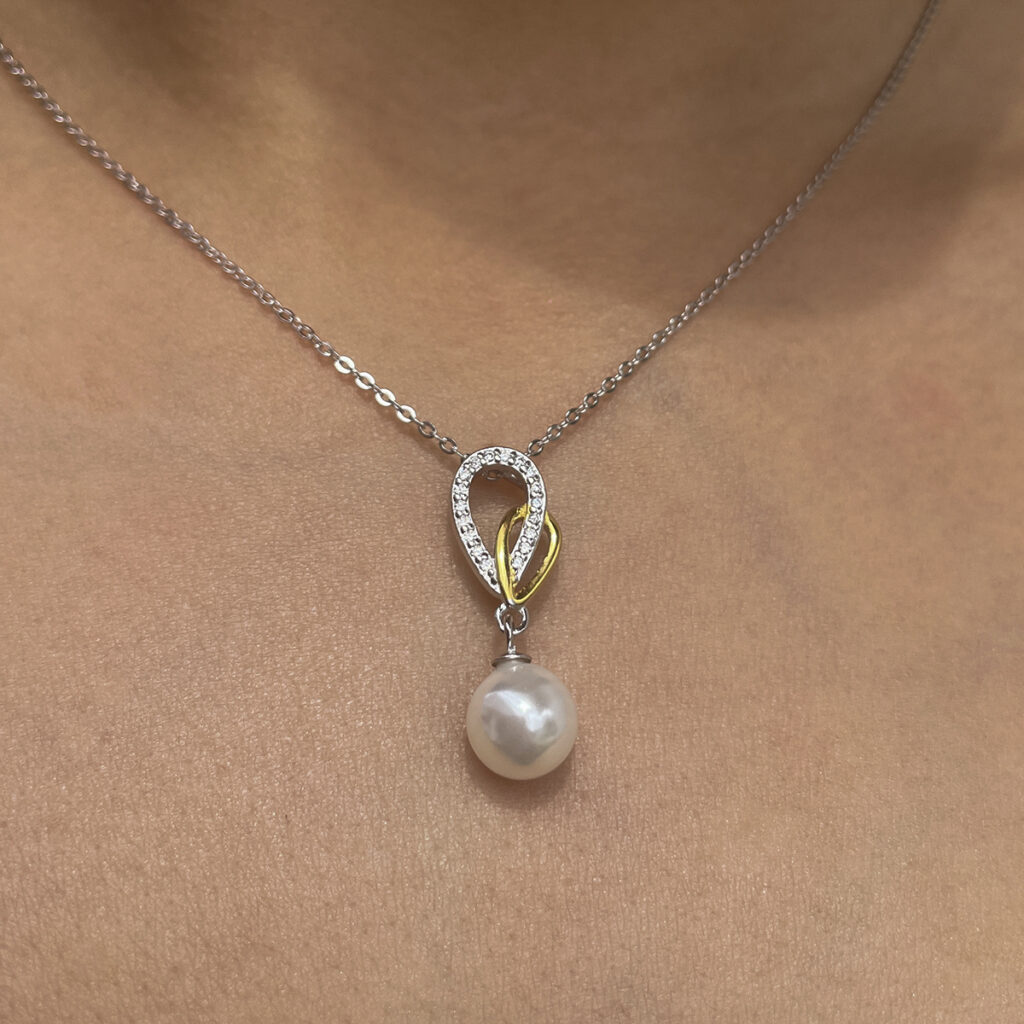 Colier argint 925 zirconiu si perla Aurora | Accessories For You | Afy.ro