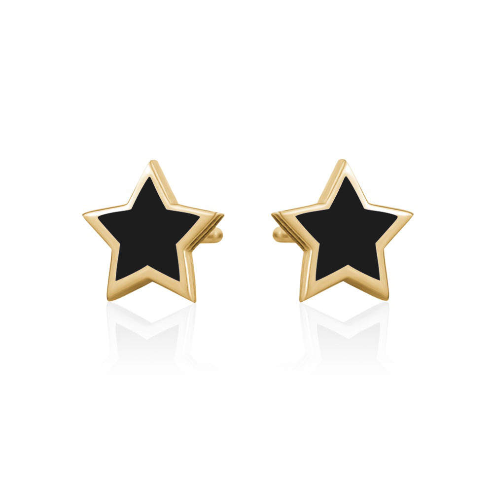 Cercei placati aur Little black star | Accessories For You | Afy.ro