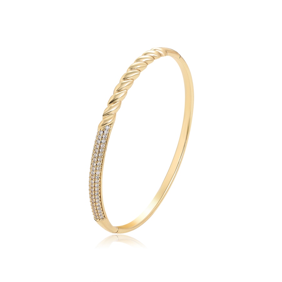 Bratara rigida placata aur Crystal twist | Accessories For You | Afy.ro