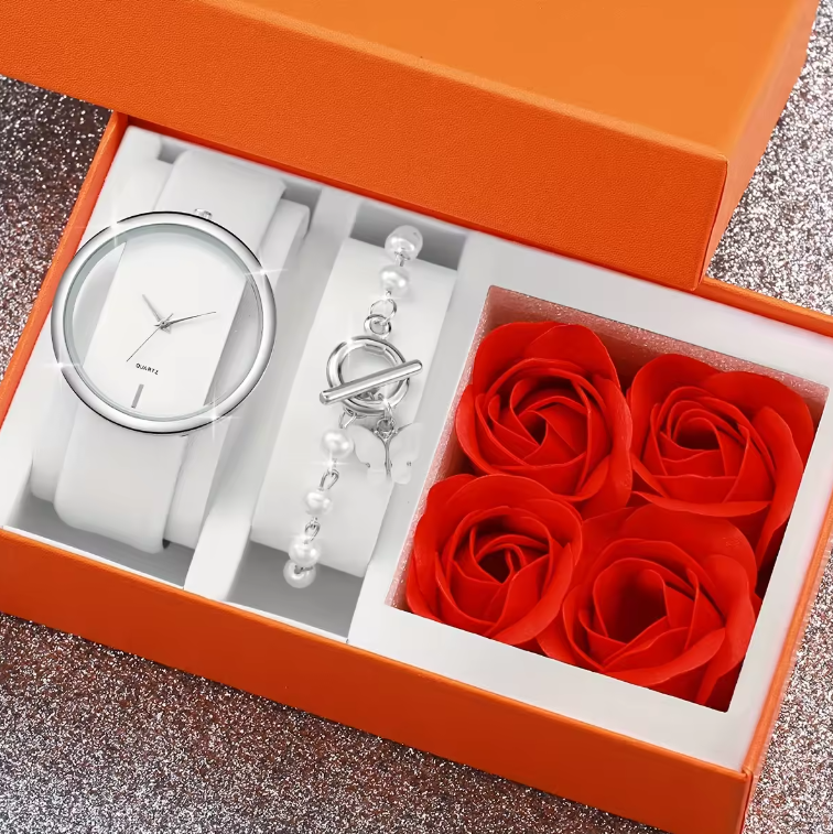 Set ceas, bratara si decor flori Rose | Accessories For You | Afy.ro